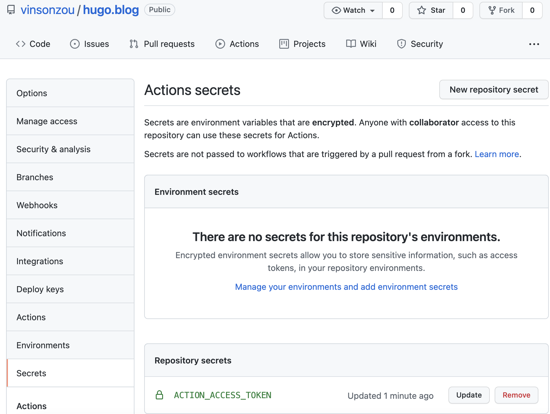 Hugo使用github Action自动部署到github Pages Cloudsky S 小站